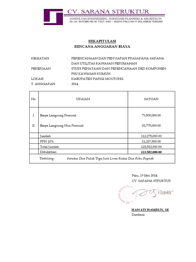 RAB DED Kumuh Parigi (Sarana Struktur) | PDF