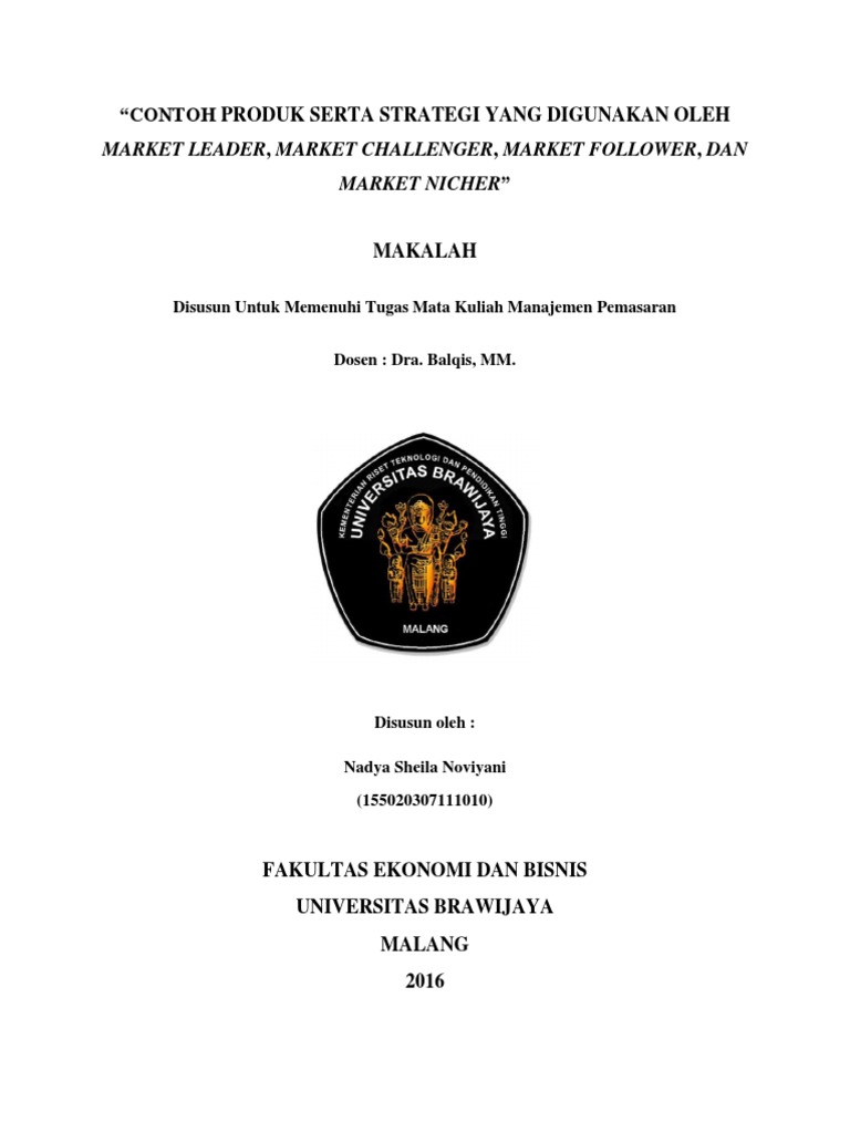 Contoh Produk Serta Strategi Yang Digunakan Oleh Market Leader | PDF