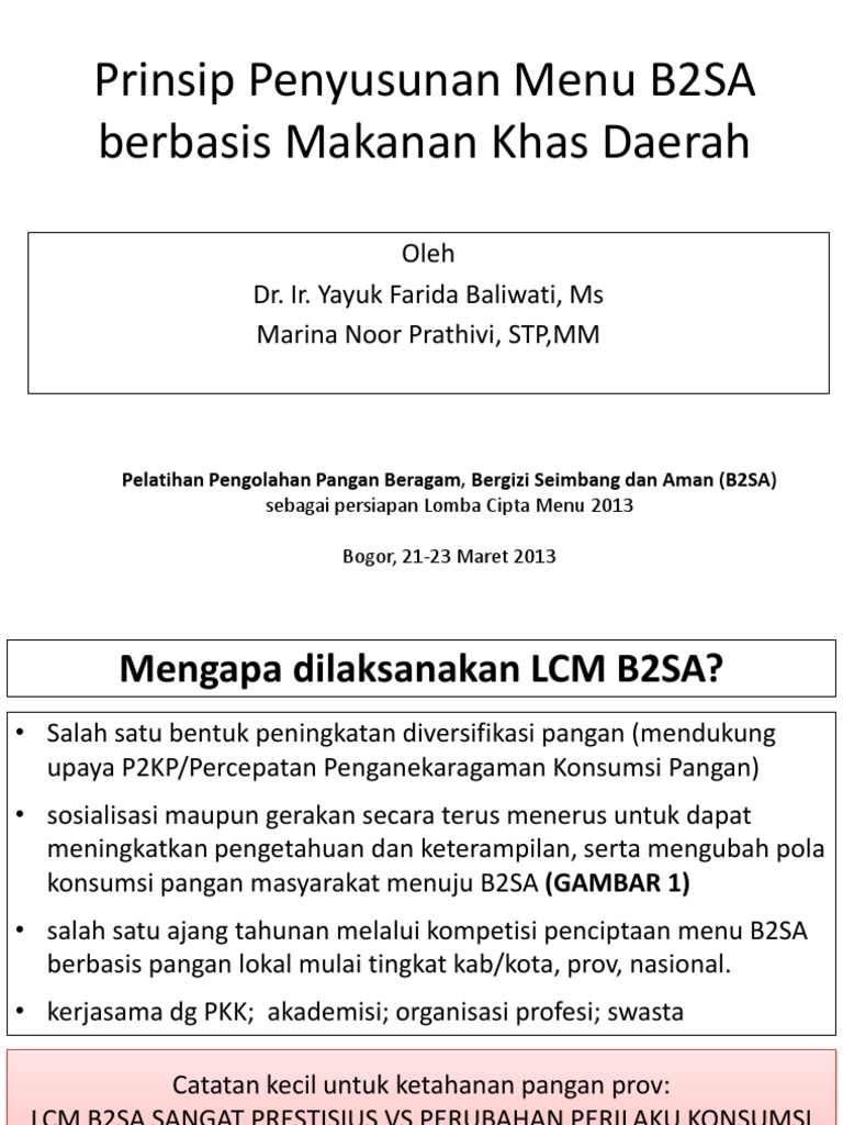 Prinsip Penyusunan Menu B2SA - DR Yayuk FB PDF | PDF