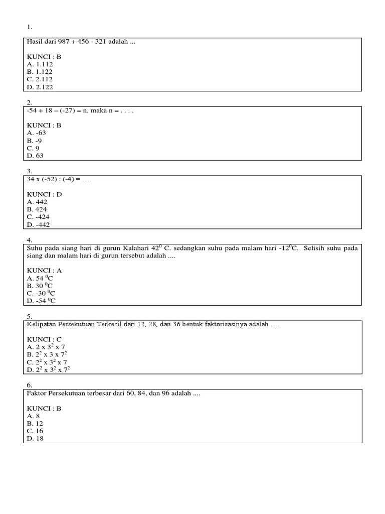 Latihan Soal - MTK | PDF