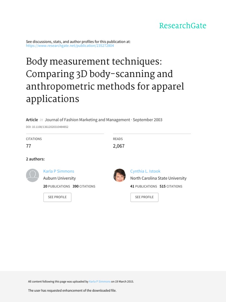 Body Measurement Techniques: Comparing 3D Body-Scanning and ...