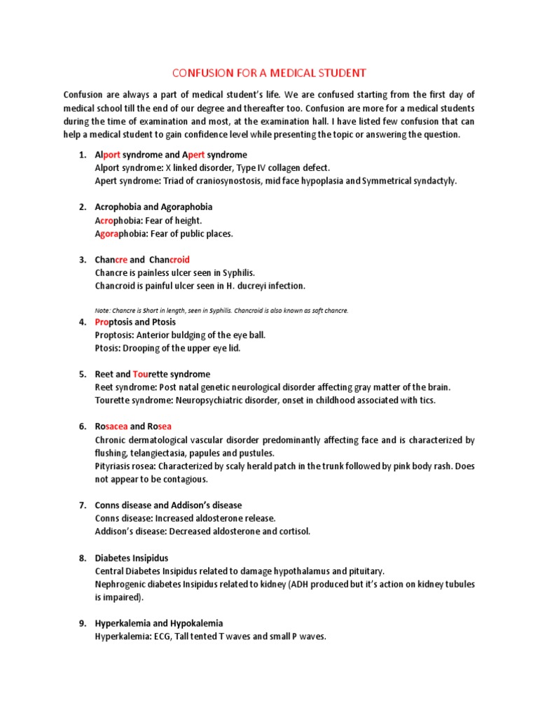 Confusion For A Medical Student | PDF | Tourette Syndrome | Diabetes ...