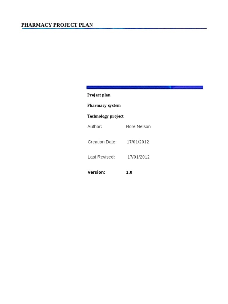 Pharmacy System Project Plan | PDF | Project Management | Business
