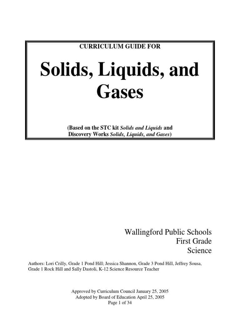 First Grade Science: Matter Unit Guide | PDF | Phase (Matter) | Vapor