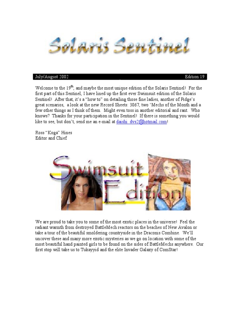 BattleTech - Magazine - Solaris Sentinel 19 | PDF | Battle Tech | Unrest