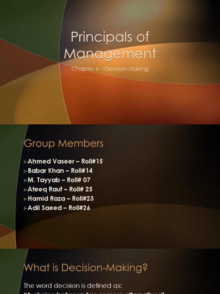 Principals of Management - DM - Presentation | PDF