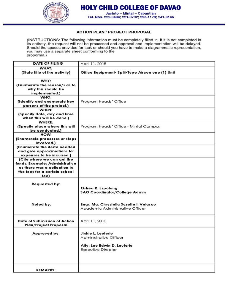 Action Plan for Aircon Purchase Proposal | PDF