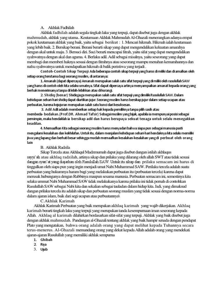 Akhlak Fadhilah | PDF | Karier & Perkembangan | Agama & Spiritualitas