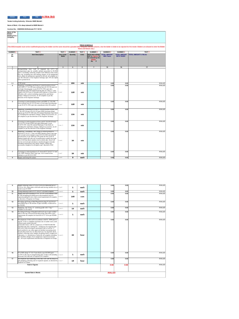 Item Wise Boq: Validate Print Help | PDF | Pipe (Fluid Conveyance) | Industries