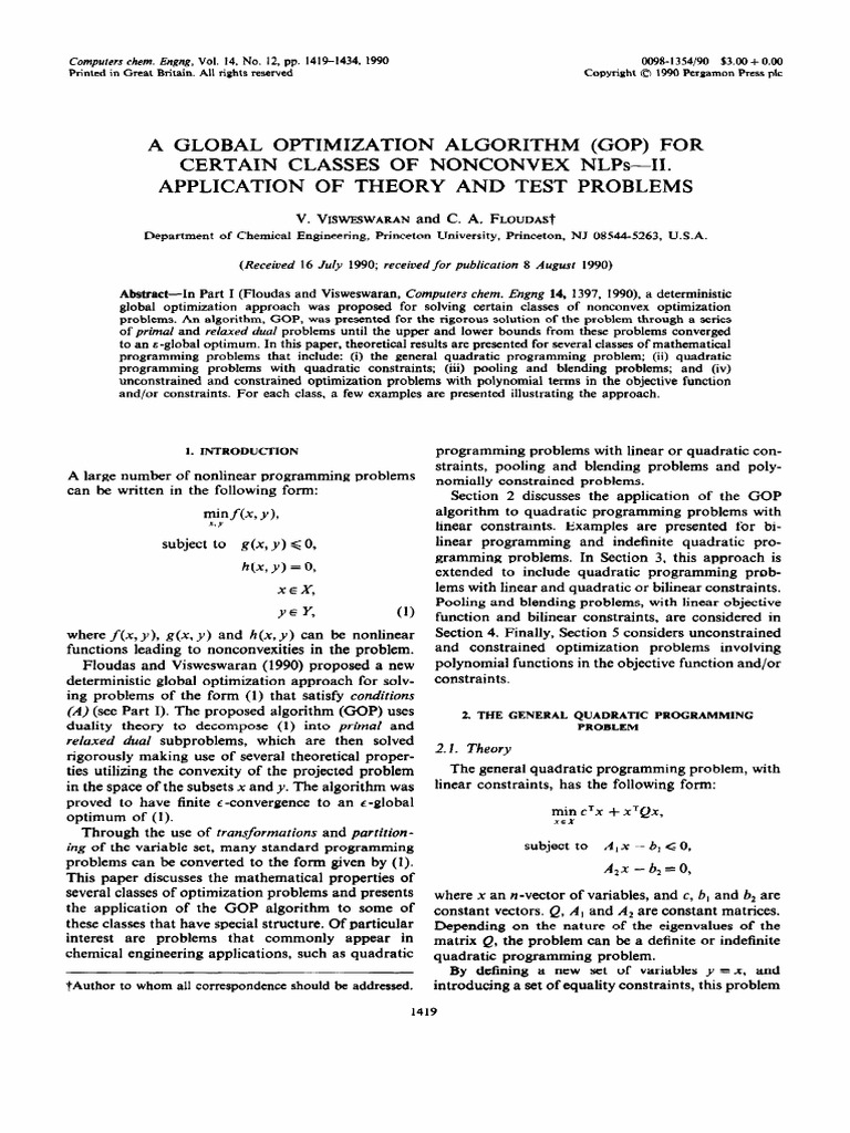 A Global Optimization Algorithm (Gop) For Certain Classes of Nonconvex ...