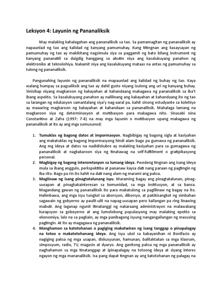 Leksyon 4.docx Layunin NG Pananaliksik | PDF