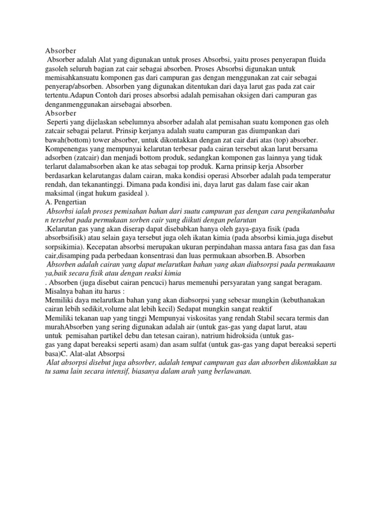 Absorber Dan Cara Kerja | PDF