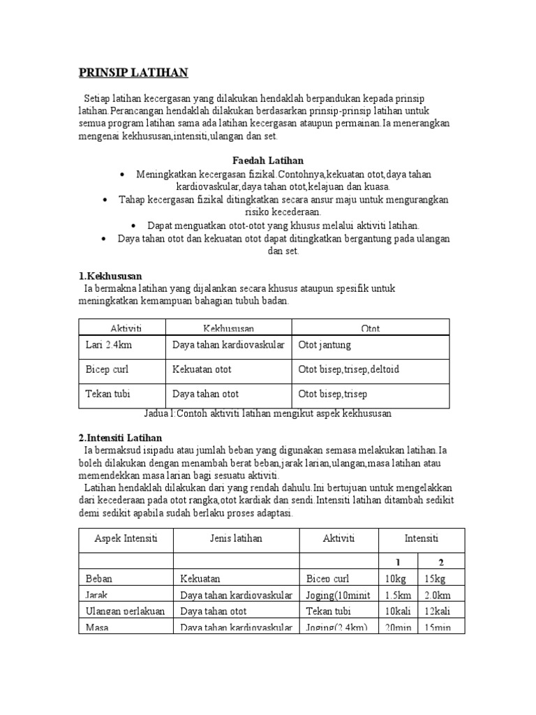 Prinsip Latihan | PDF