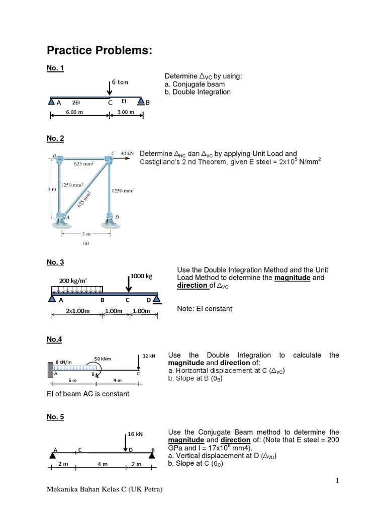 Practice Problems:: Δ 6 ton A B C | PDF | Beam (Structure) | Civil ...