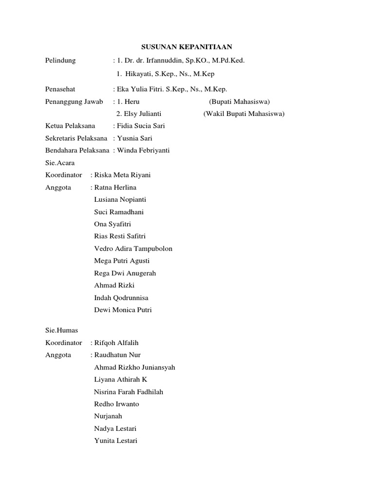 Susunan Kepanitiaan Bsi | PDF
