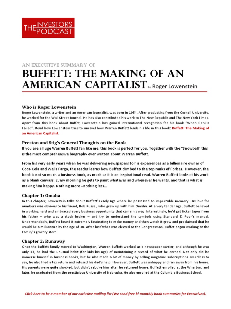 Buffett The Making of An American Capitalist | PDF | Investing | Prices