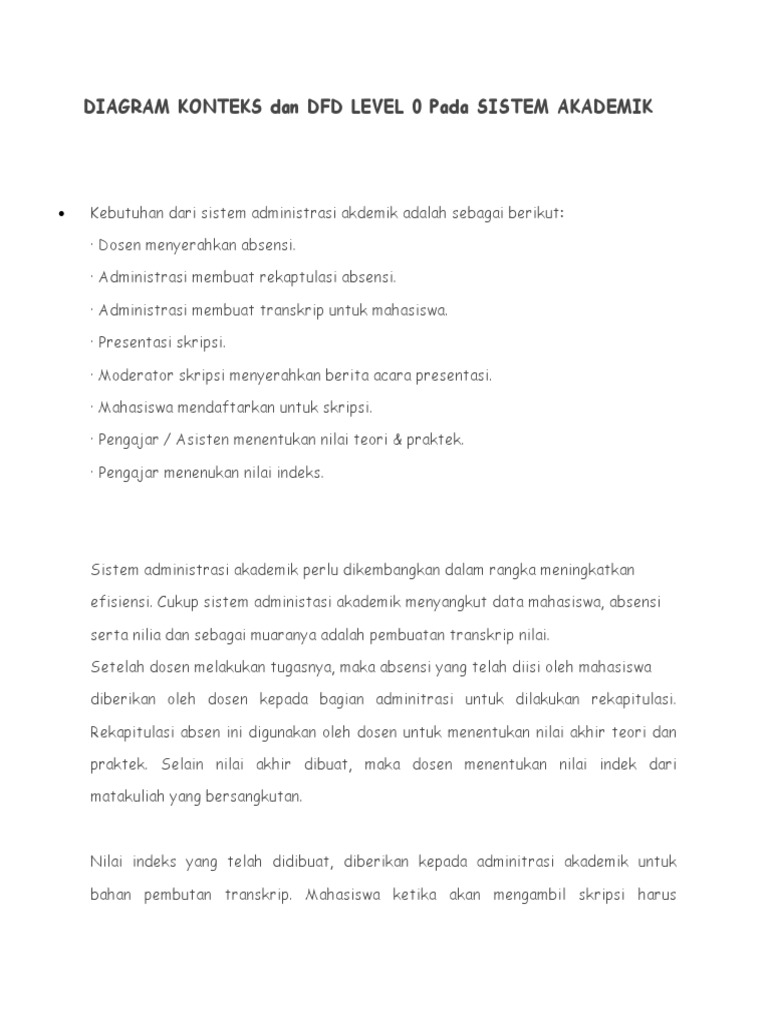 Diagram Konteks Dan DFD Level 0 Pada Sistem Akademik | PDF