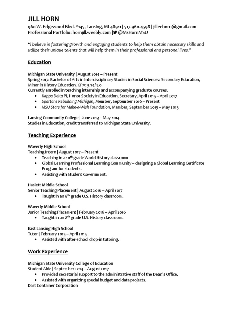 Jill Resume | PDF | Grading (Education) | Middle Schools