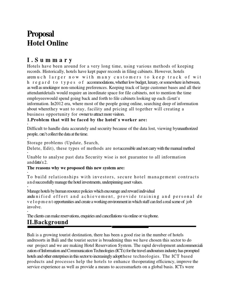 Proposal: Hotel Online | PDF | Databases | Business Process