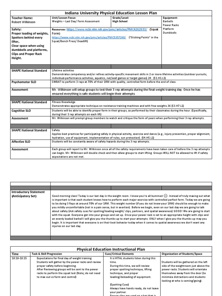 weight training lesson 6 | Weight Training | Recreation