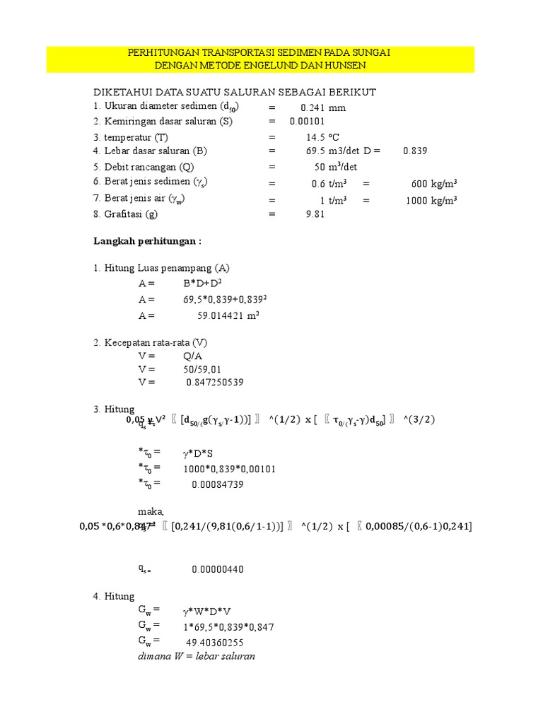 Perhitungan Sedimen Excel | PDF | Sains & Matematika