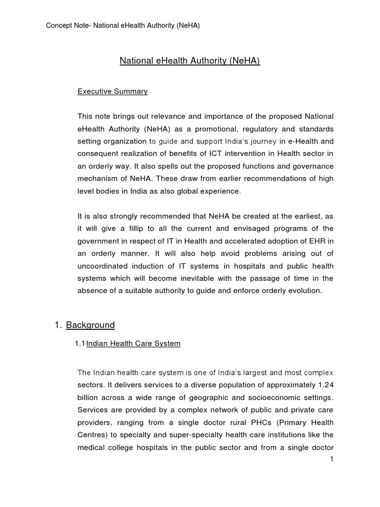 NeHA Concept Note Eng | PDF | Electronic Health Record | Health Informatics