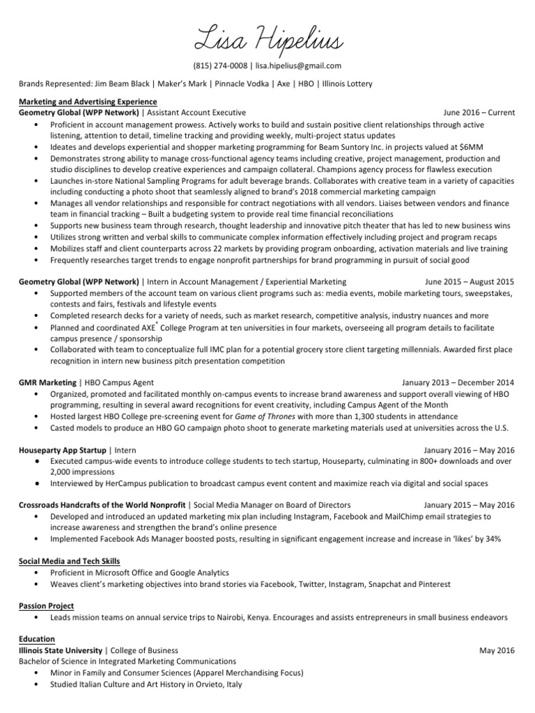 Resume Lisa Hipelius | PDF | Brand | Facebook