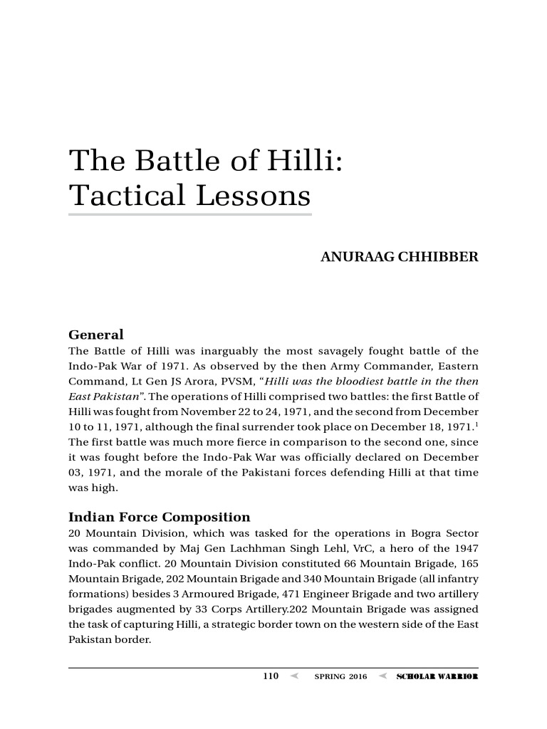 The Battle of Hilli: Tactical Lessons: Anuraag Chhibber | PDF | Brigade ...