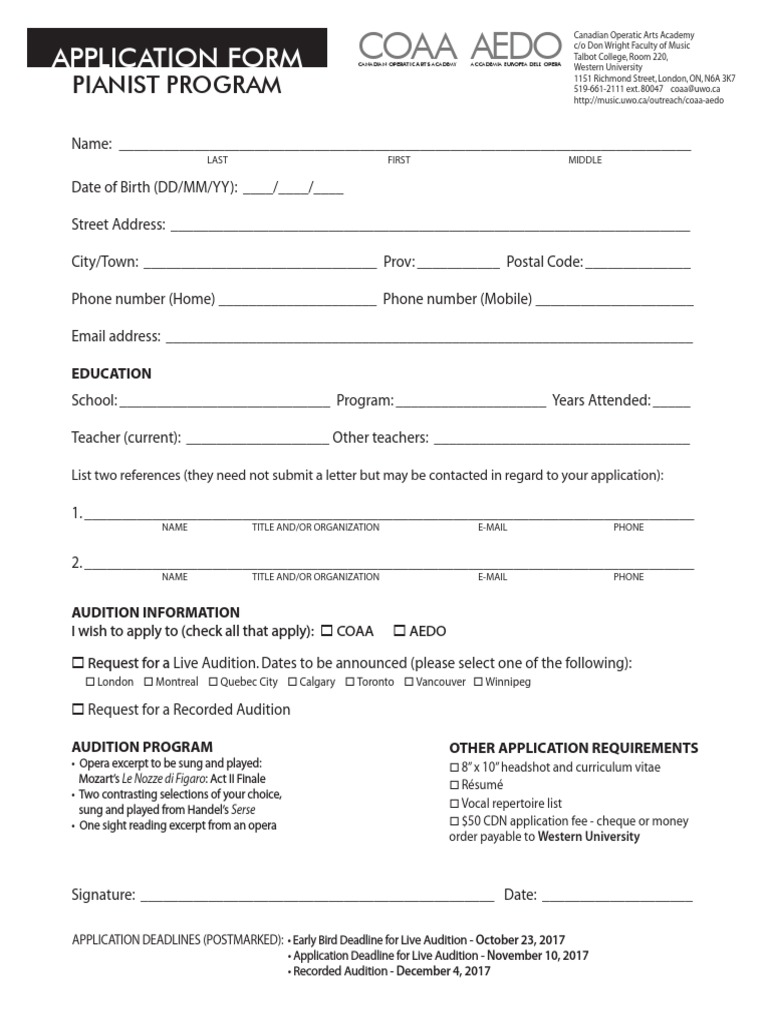 Aedo Coaa: Application Form | PDF | Audition | Theatre