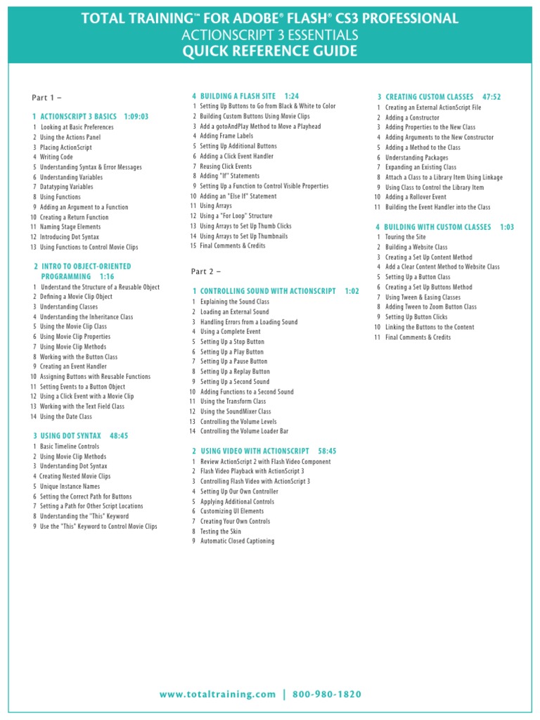Total Training - Adobe Flash CS3 Professional - Actionscript 3 Essentials | PDF | Action Script ...