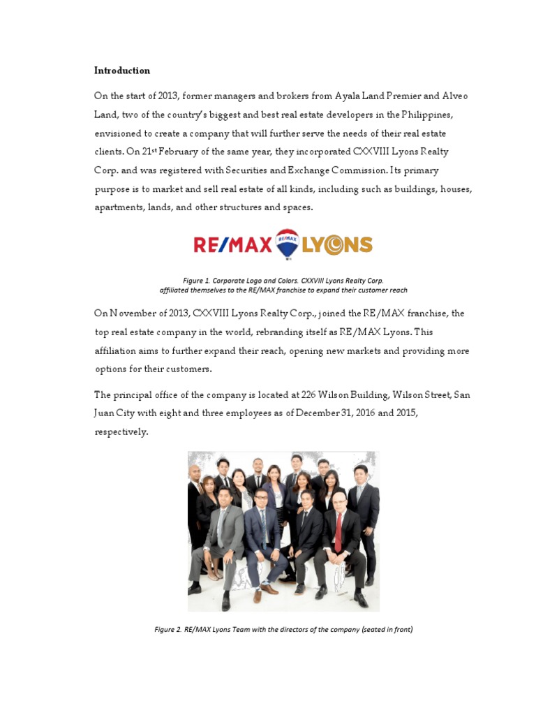 Figure 1. Corporate Logo and Colors. CXXVIII Lyons Realty Corp. Affiliated Themselves To The RE ...