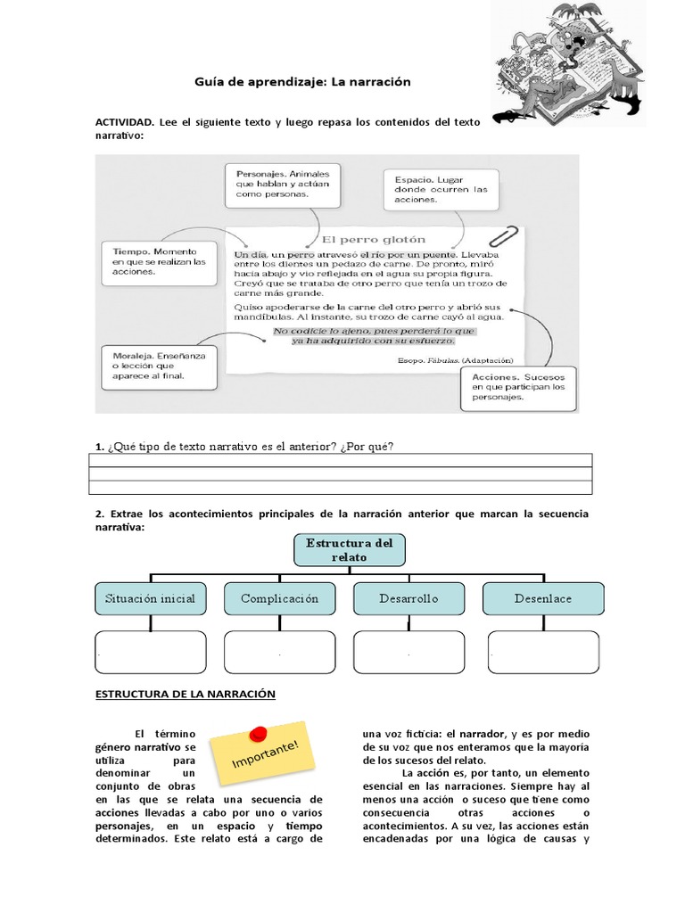 Guia de Aprendizaje N 1 La Narracion | PDF | Narración | Aprendizaje