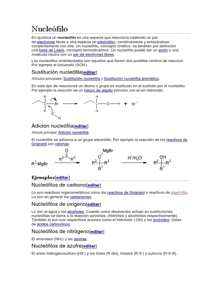 Nucleófilo | PDF | Nucleación | Enlace de hidrógeno