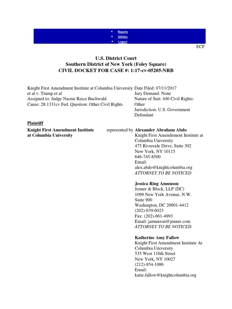 U.S. District Court Southern District of New York (Foley Square) CIVIL ...