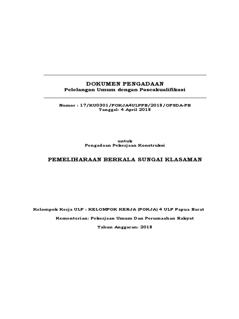 Contoh Dokumen Lelang LPSE | PDF