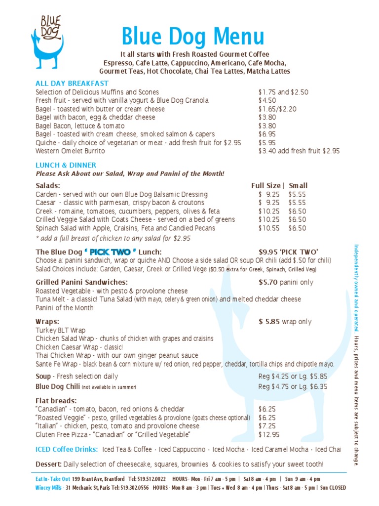 Blue Dog Cafe - Main Menu | PDF | Salad | Eating Behaviors Of Humans