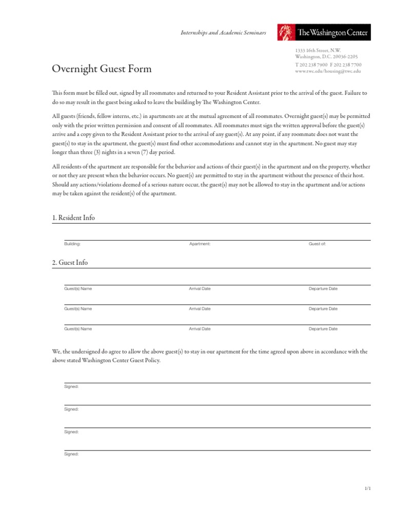 Overnight Guest Policy Form | PDF | Justice | Crime & Violence