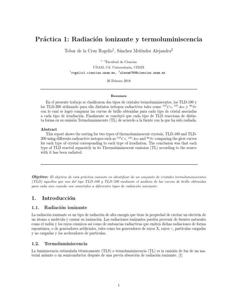 Termoluminiscencia | PDF | Radiación ionizante | Electrón
