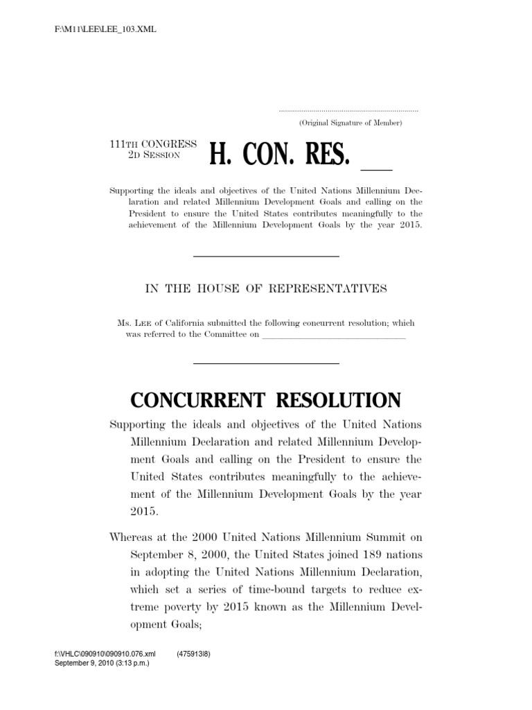 H. Con. Res. L: Concurrent Resolution | PDF | Millennium Development ...