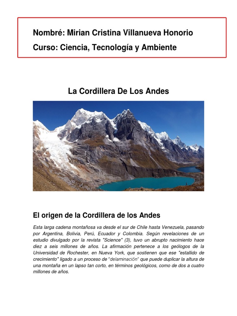 Origen y Extensión de los Andes | PDF | Andes | América del Sur