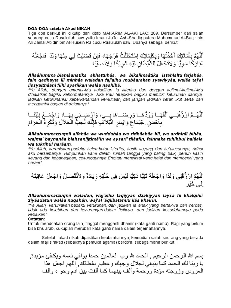 Doa Setelah Akad Nikah Lengkap | PDF