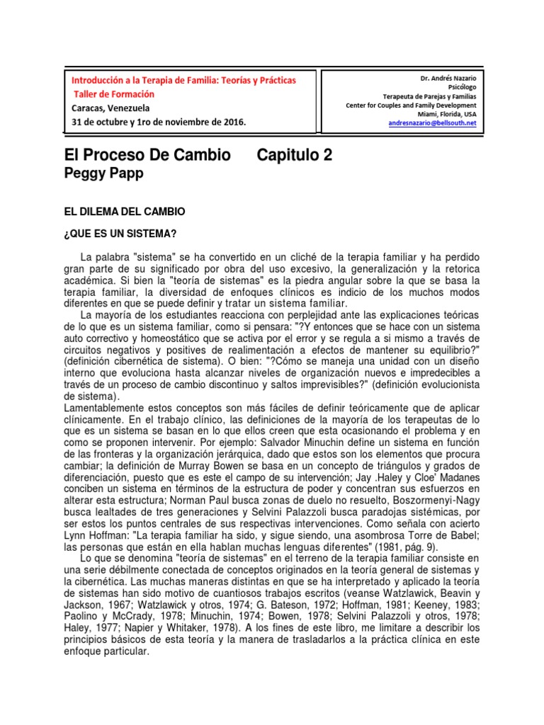 7 Peggy Papp El Proceso de Cambio | PDF | Familia | Depresión (estado ...