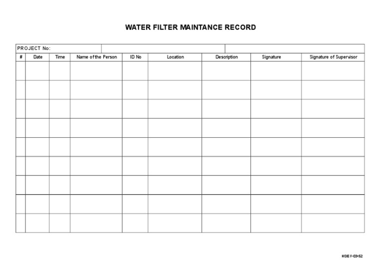 Water Filter Maintenance Record | PDF