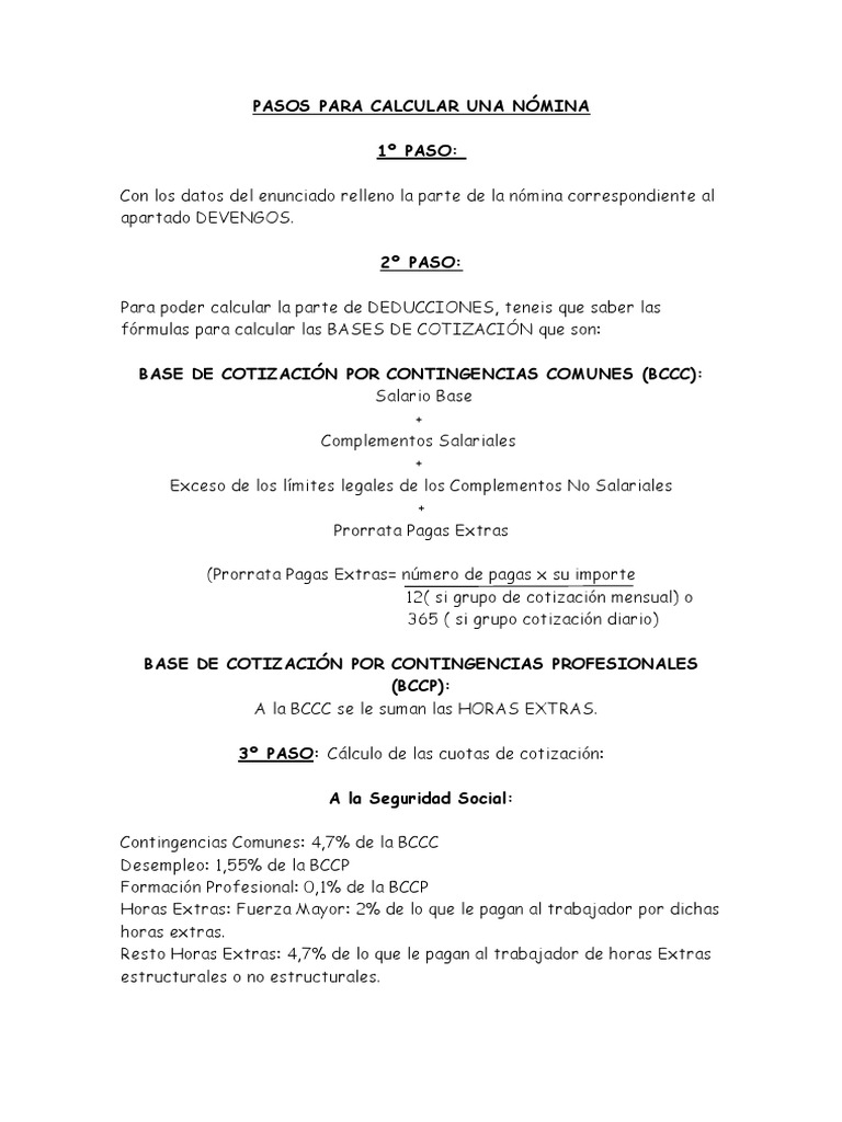 Pasos Para Calcular Una Nómina | PDF