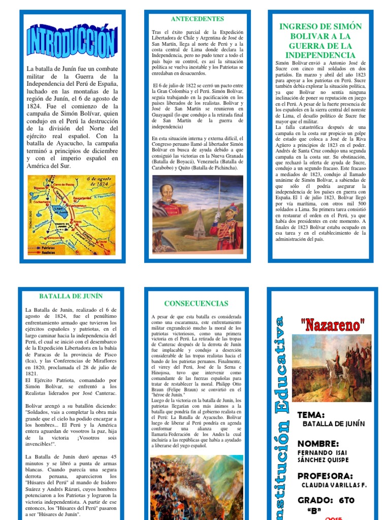 Triptico Batalla de Junin | PDF | Perú | Operaciones militares