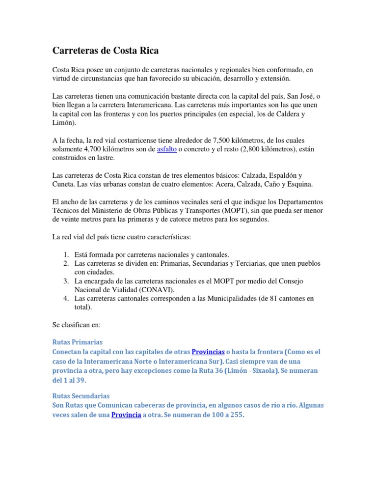 Carreteras de Costa Rica | PDF | Costa Rica | La carretera