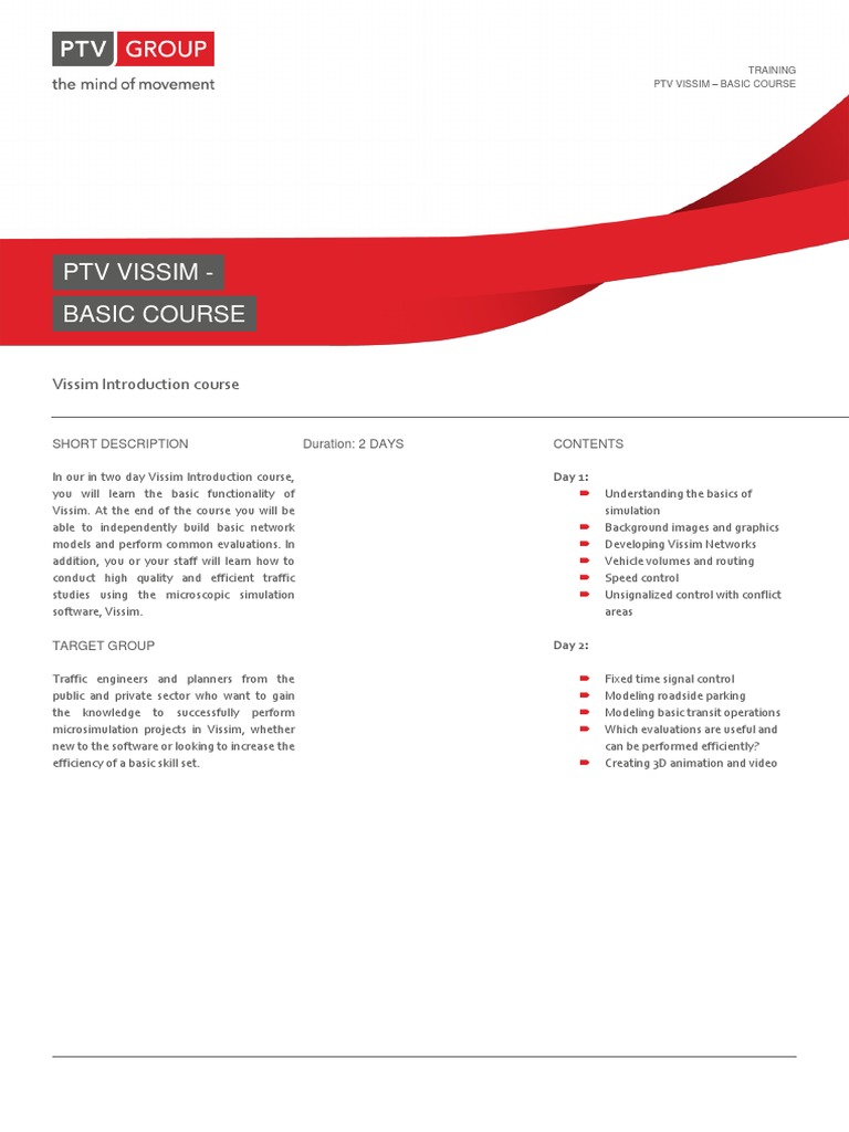 PTV Vissim Basic Training Program | PDF | Traffic | 3 D Computer Graphics