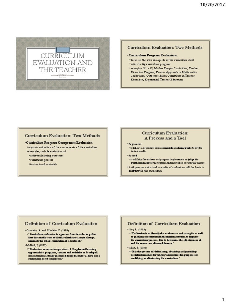 12 Curriculum Evaluation and The Teacher PDF | Download Free PDF ...