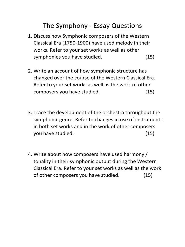 The Symphony Essay Questions | PDF