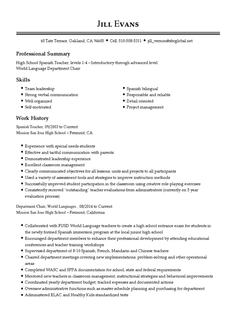 Jill Evans Resume 2018 | Download Free PDF | Classroom Management ...